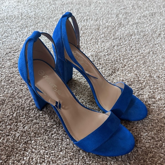Herstyle | Shoes | Herstyle Royal Blue Opentoe Heels | Poshmark